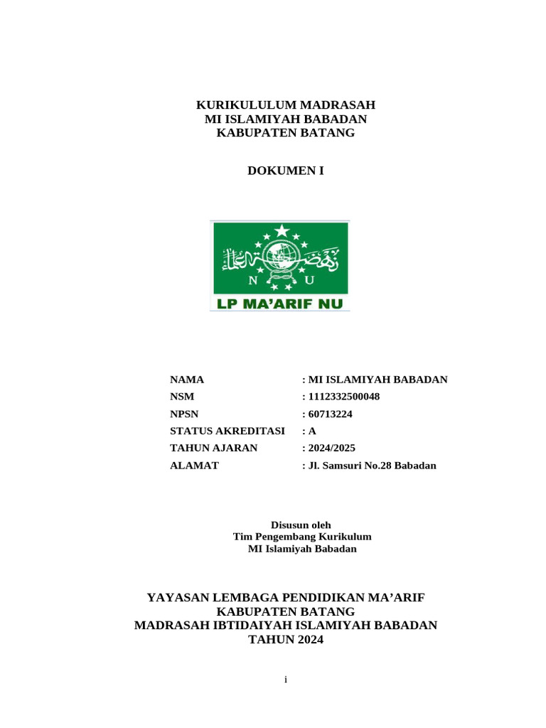 1 Kurikulum Satuan Pendidikan 2024 2025 Pdf