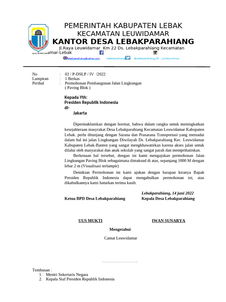 Proposal Jalan Paving Blok Tujuan Presiden 2022 | PDF
