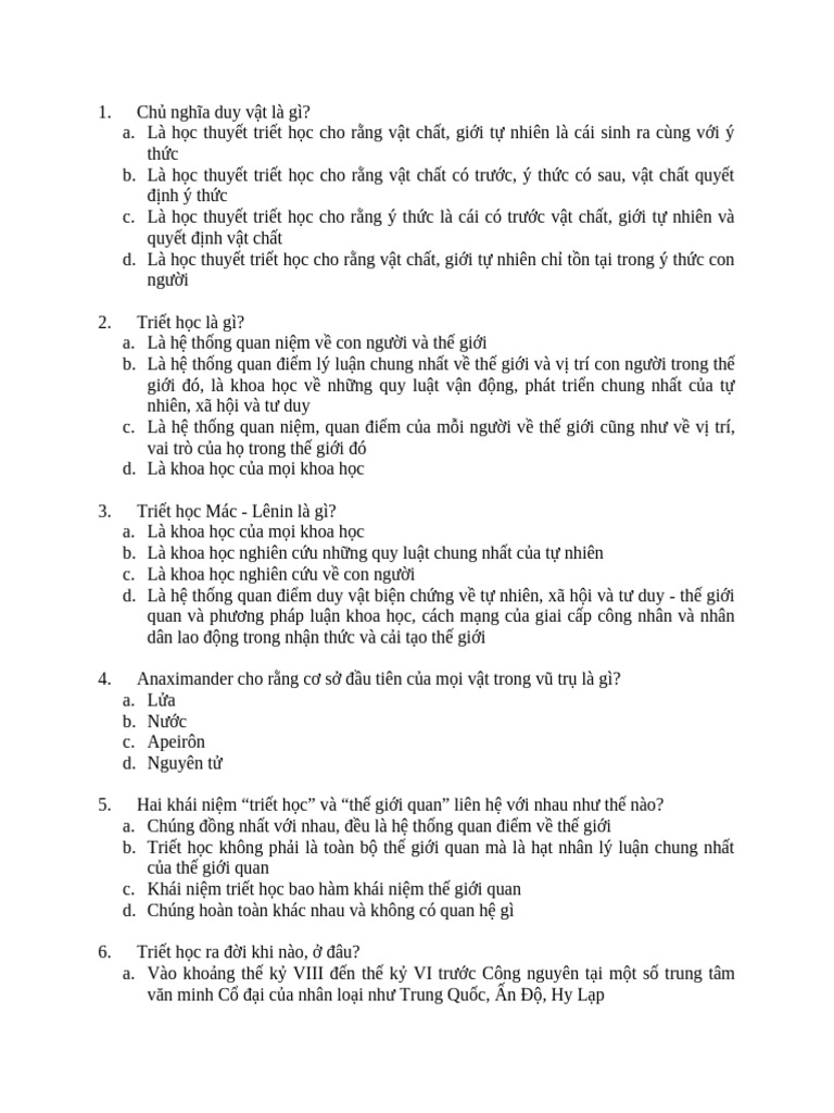 De Kiem Tra Giua Ky Trac Nghiem - Triet Hoc - 30c 2 | PDF