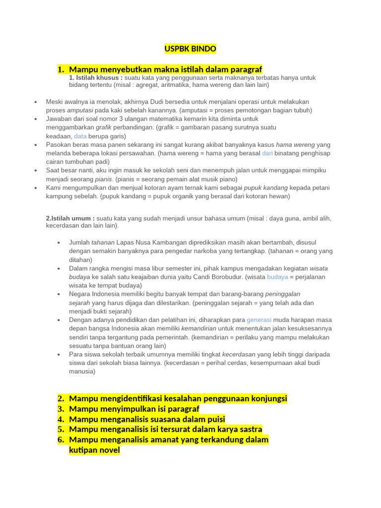 USPBK Bahasa Indonesia | PDF