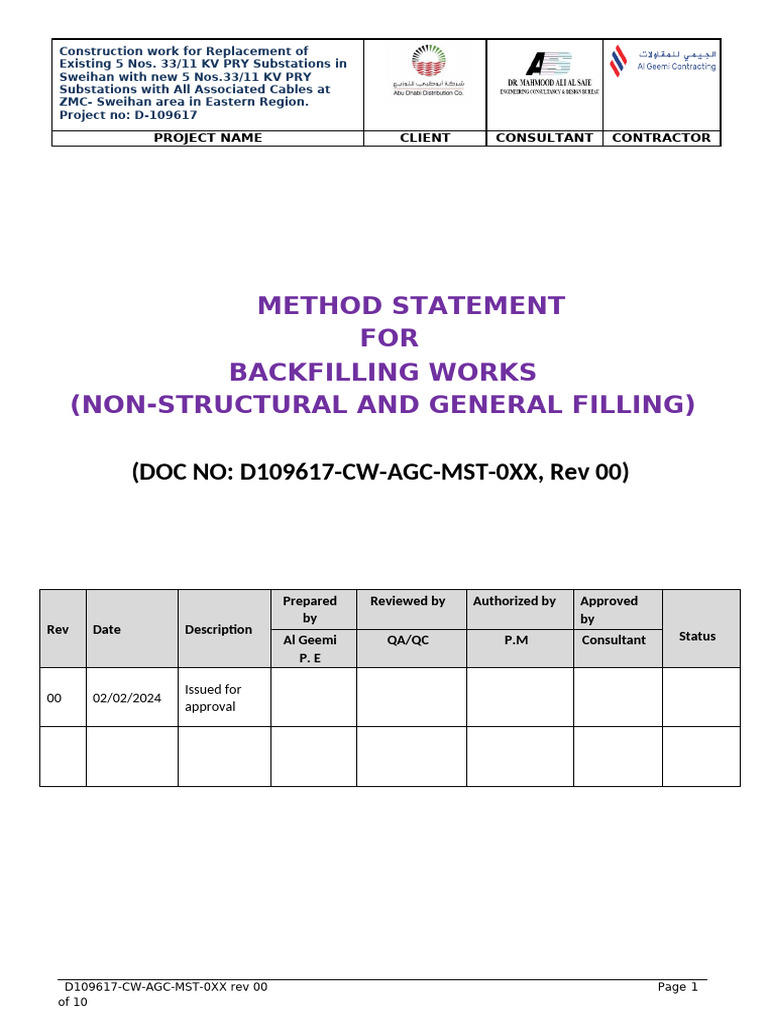 MS -CW-00XX-Backfilling works (non-structural and general filling).. | PDF