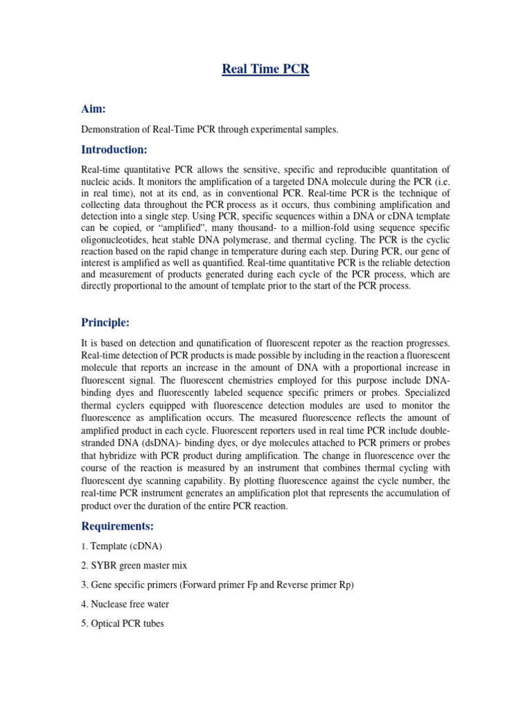 Real Time PCR Write Up | PDF
