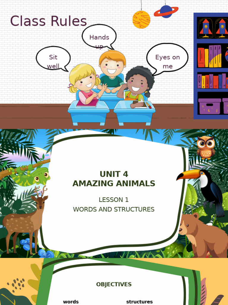 Unit 4 - Amazing Animals - Lesson 1 (Words and Structures) | PDF