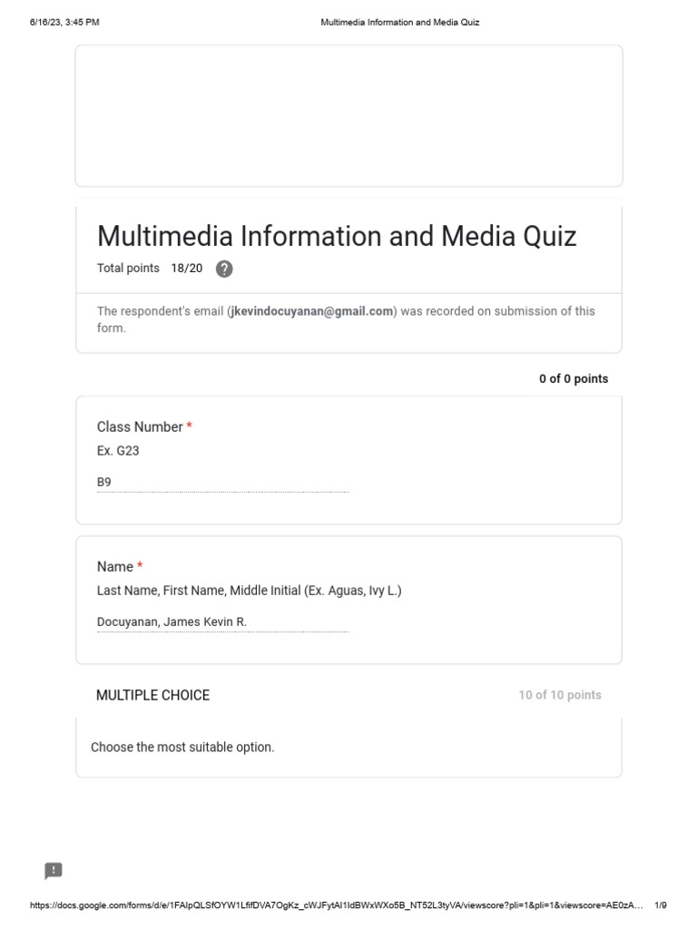 Multimedia Info & Media Quiz | PDF | Multimedia | Computers