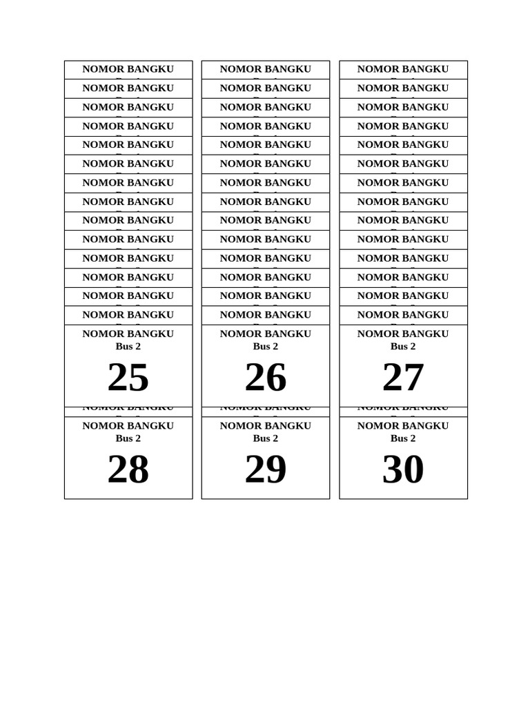 Nomor Bangku Bus | PDF