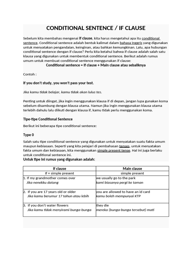 Conditional Sentence Type 0-1 | PDF