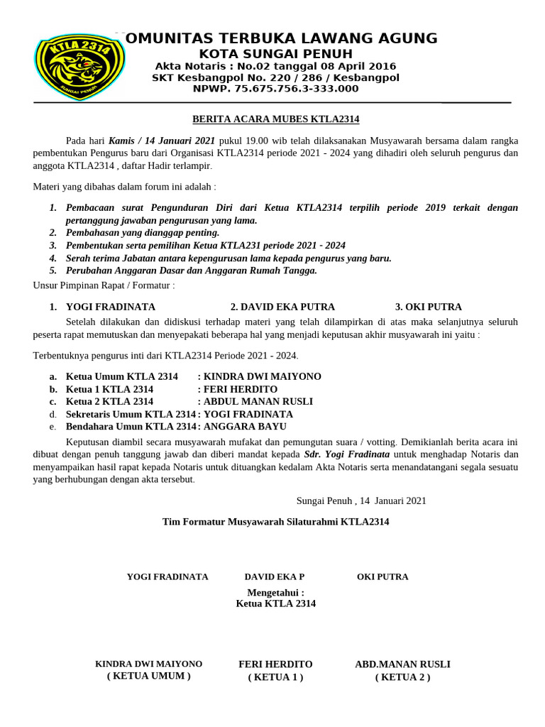 BErita Acara KTLA | PDF