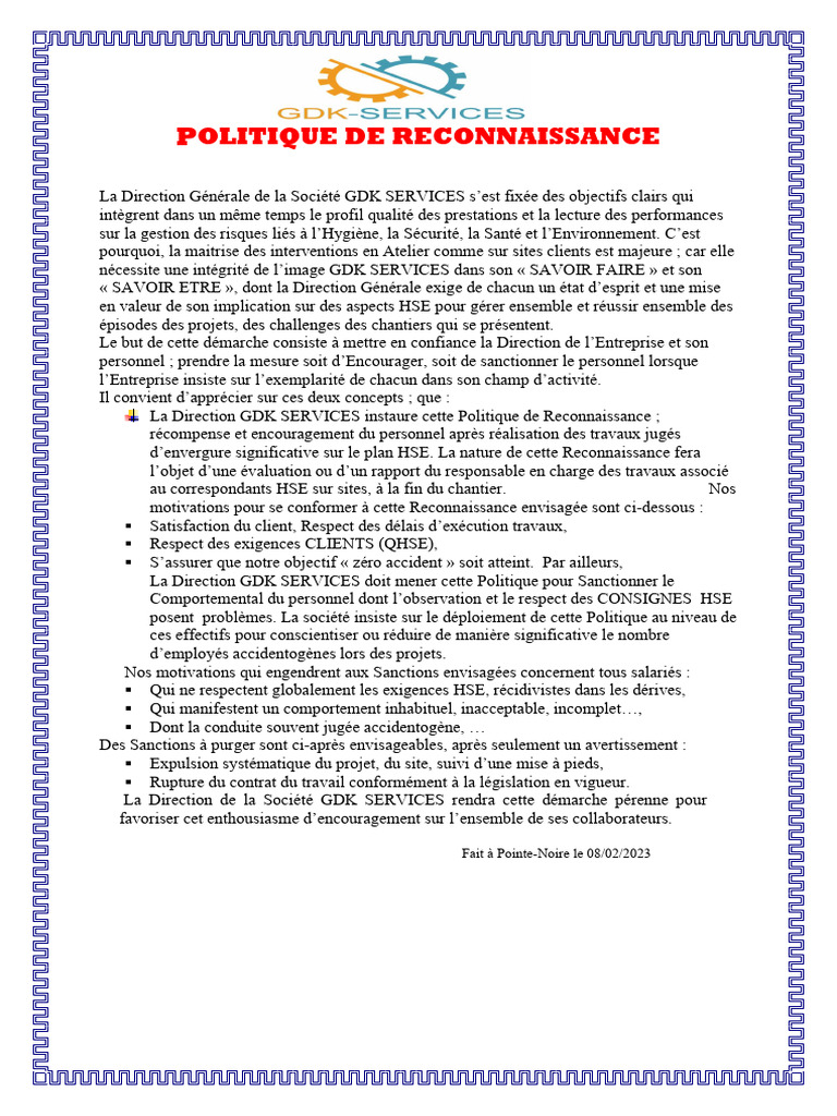 04 Politique de Reconnaissance | PDF
