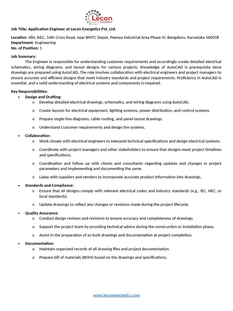 JD Drawing Engineer | PDF