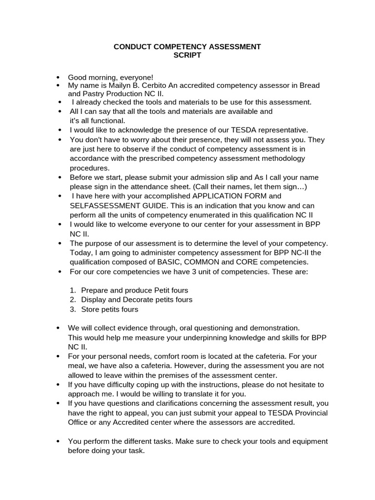 Conduct Competency Assessmen1 | PDF