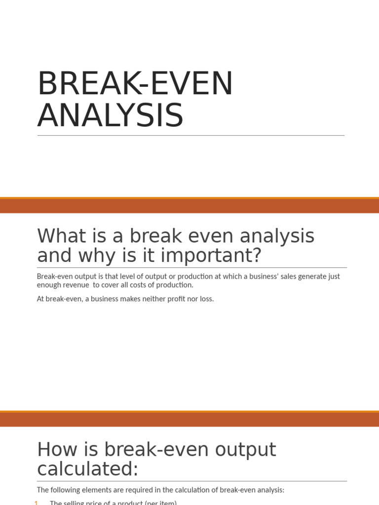 Break Even Analysis | PDF