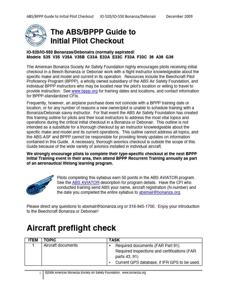 ABS Guide To Initial Pilot Checkout | PDF