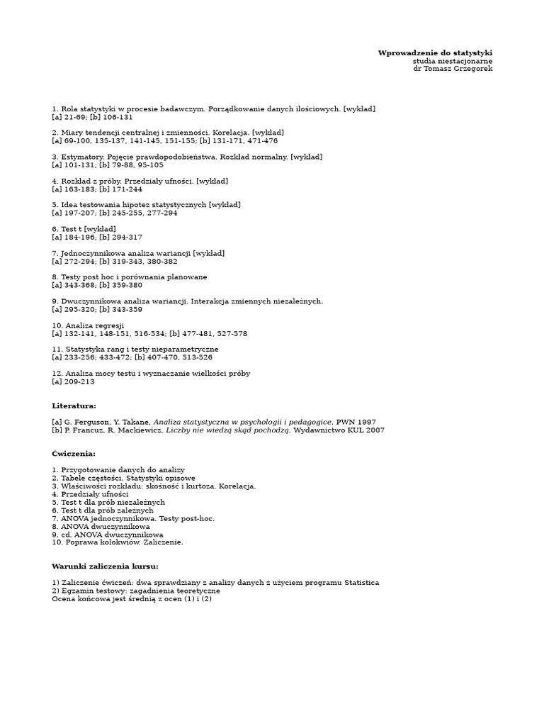 Statystyka NST | PDF