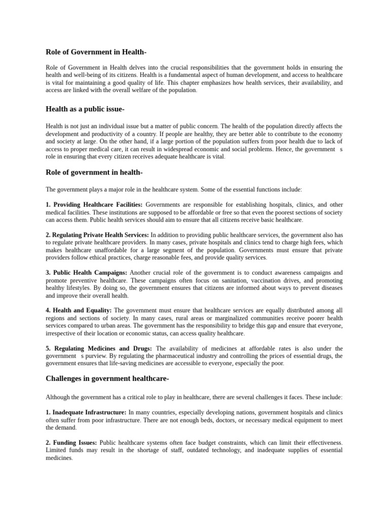 Government's Role in Public Health | PDF | Health Care | Social Science