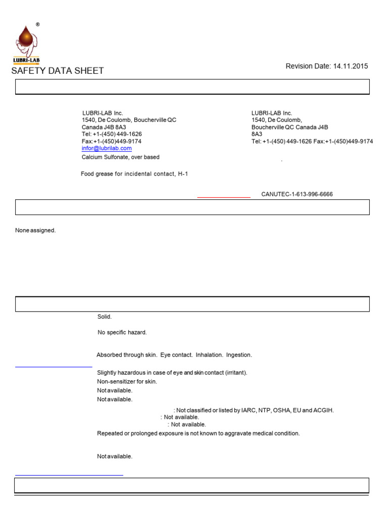 Grease Food Grade (SDS) - Alimex | PDF