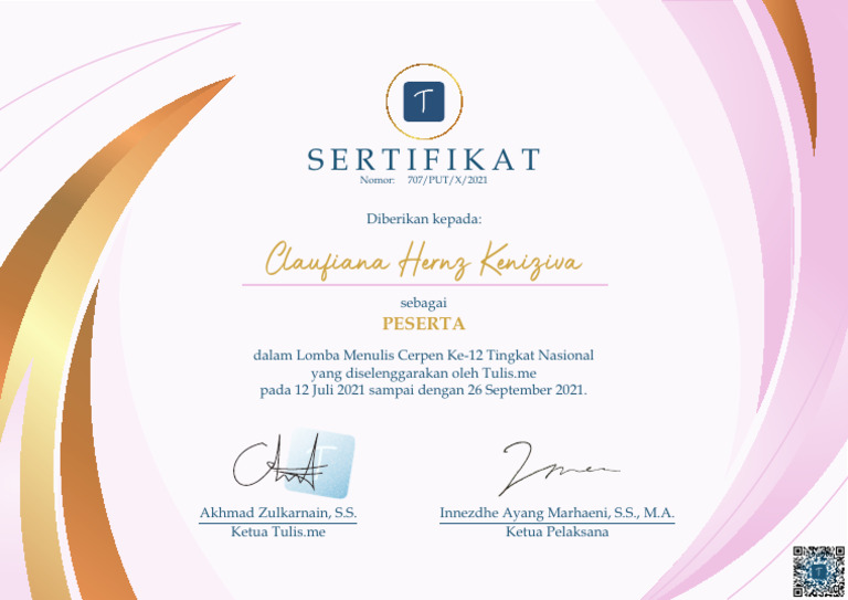 Sertif Lomba Cerpen 4 | PDF