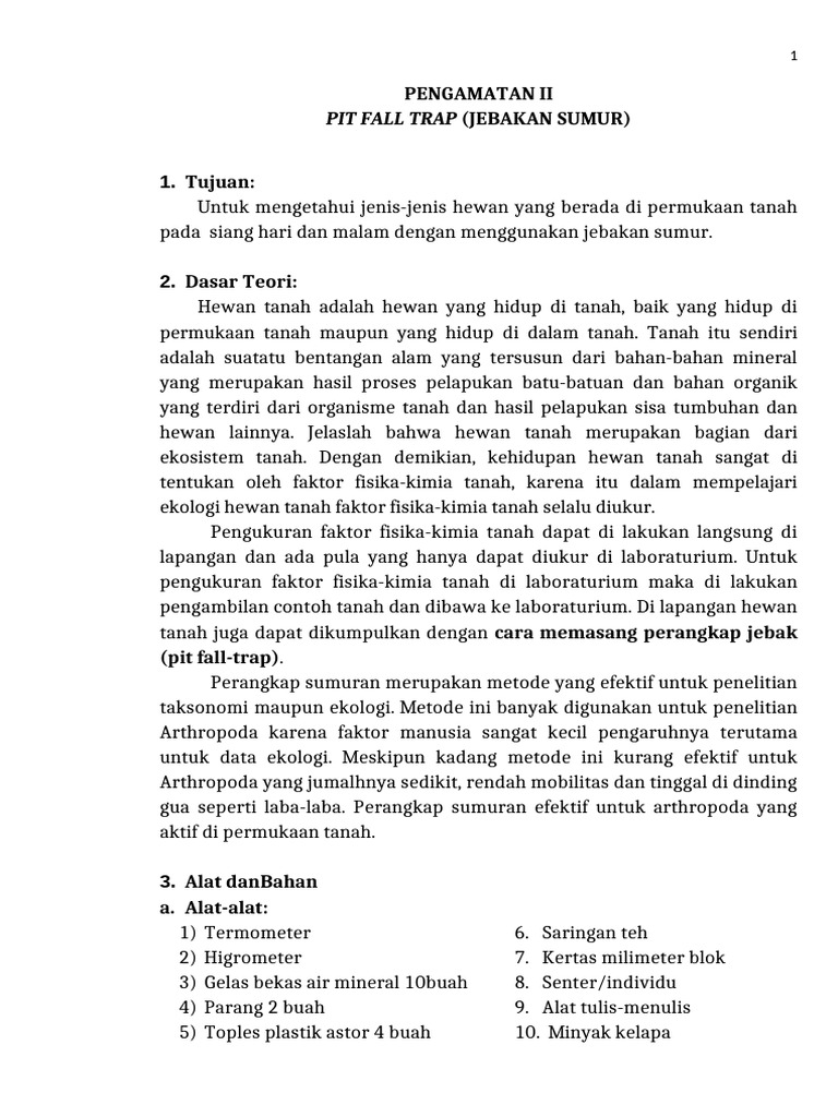 Pengamatan Fit Fall Trap Arthropoda Tanah Fix | PDF