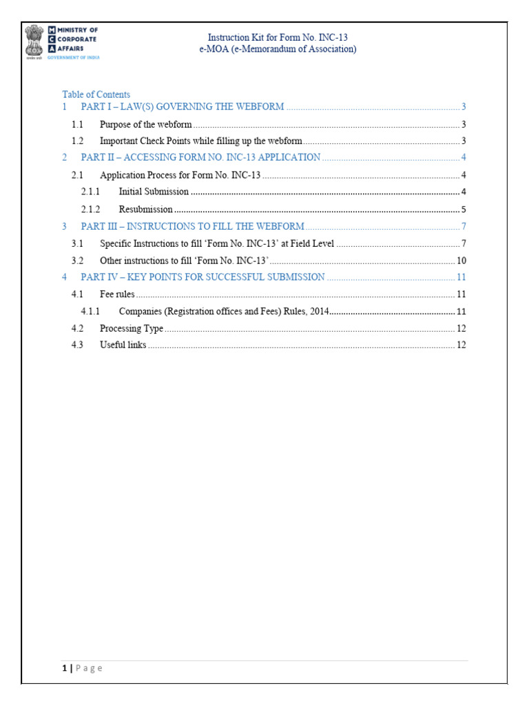 Instruction Kit - INC-13 (e-MoA) | PDF