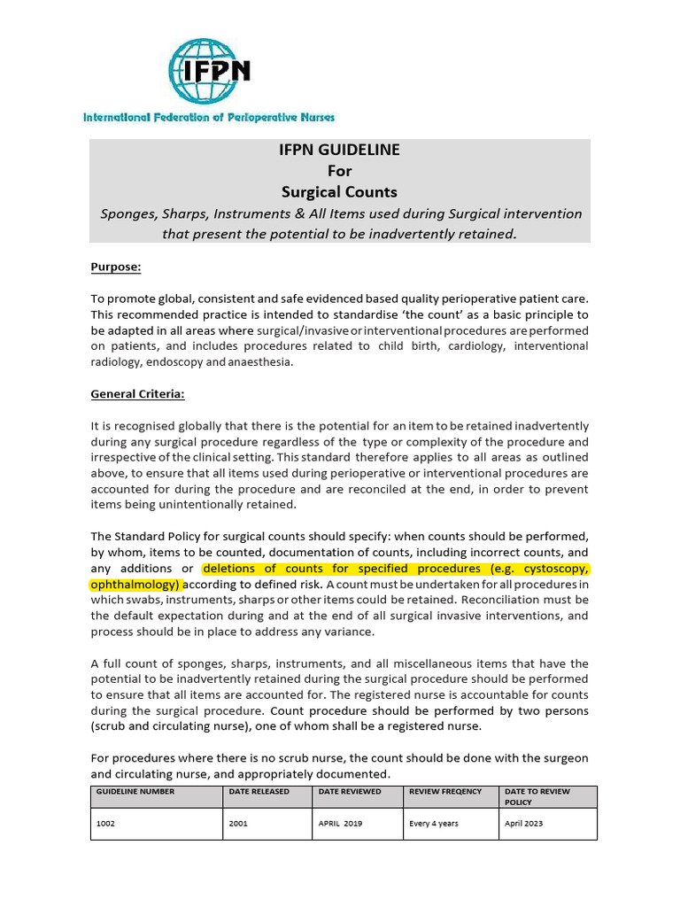 Surgical Count - IFPN | PDF