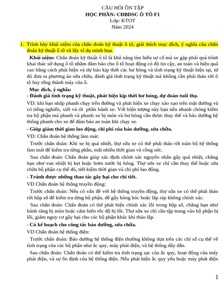 BDSC Ô Tô F1 | PDF
