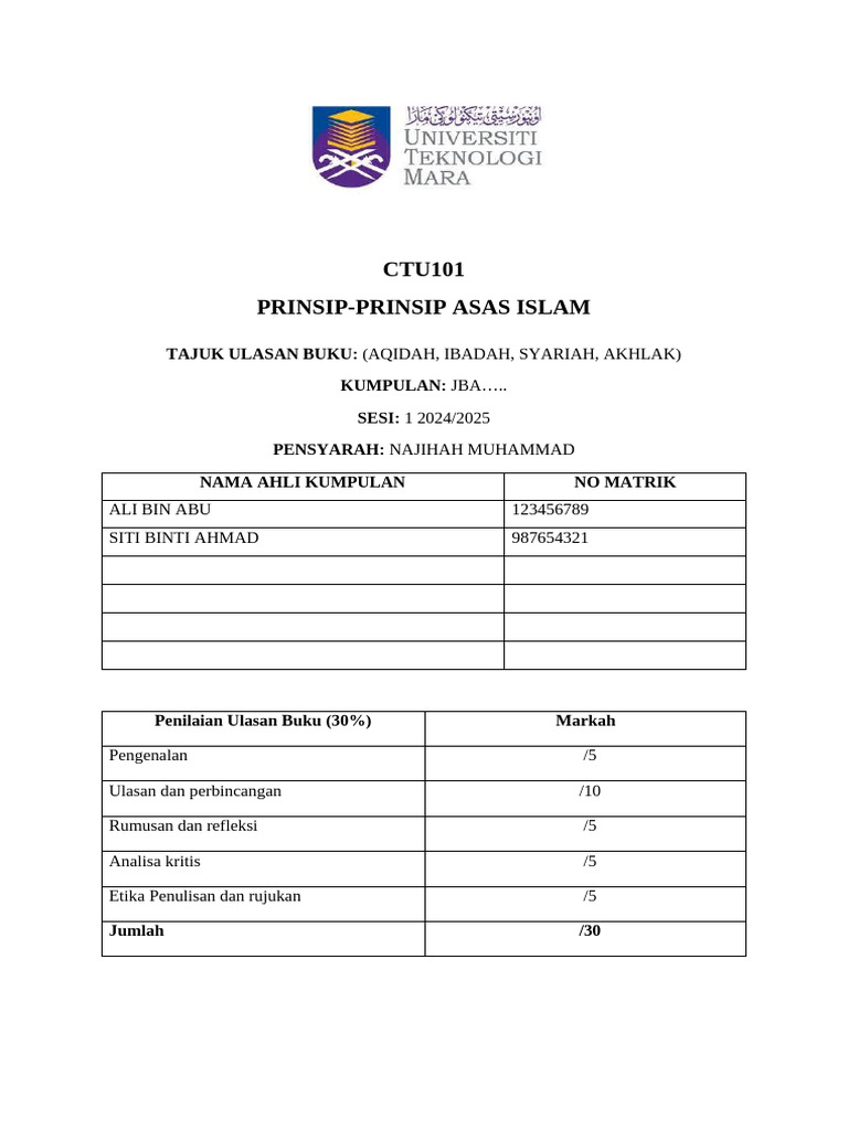 Template Tugasan Ctu101 | PDF