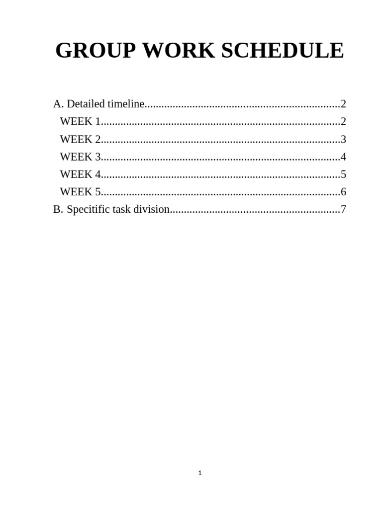 Group Work Schedule Team 2 | PDF