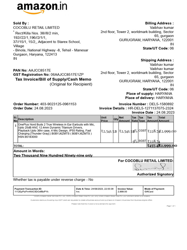 Headphone Invoice 20230824 | PDF