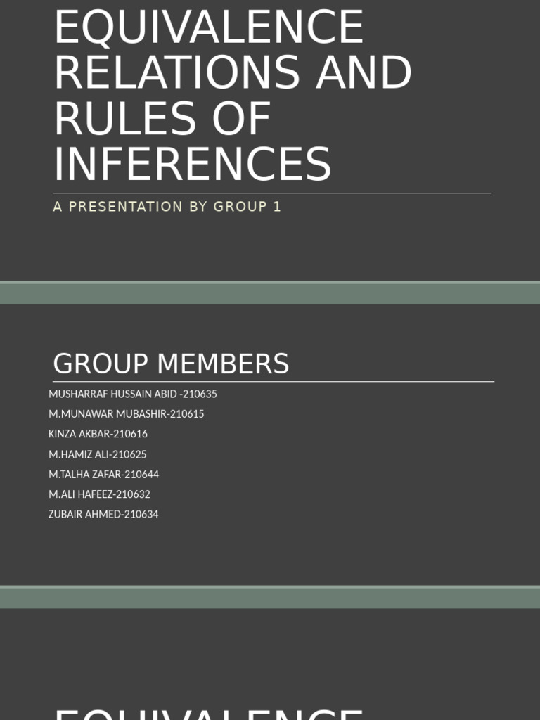 Equivalence Relations and Rules of Inferences | PDF