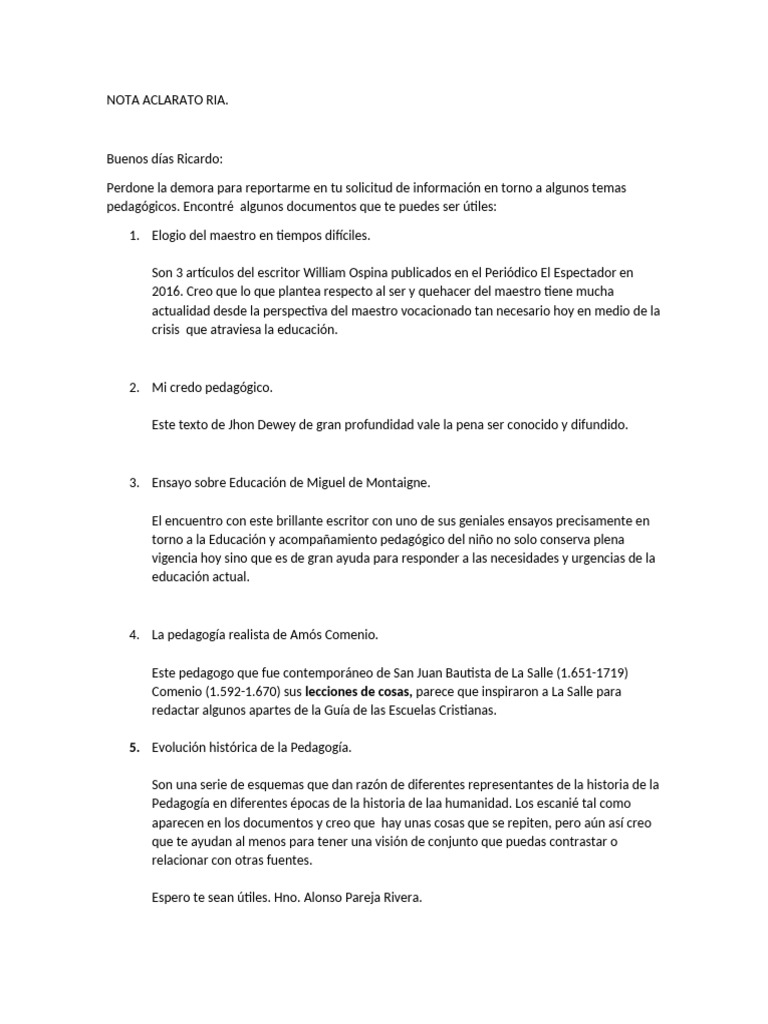 Nota Aclaratoria | PDF