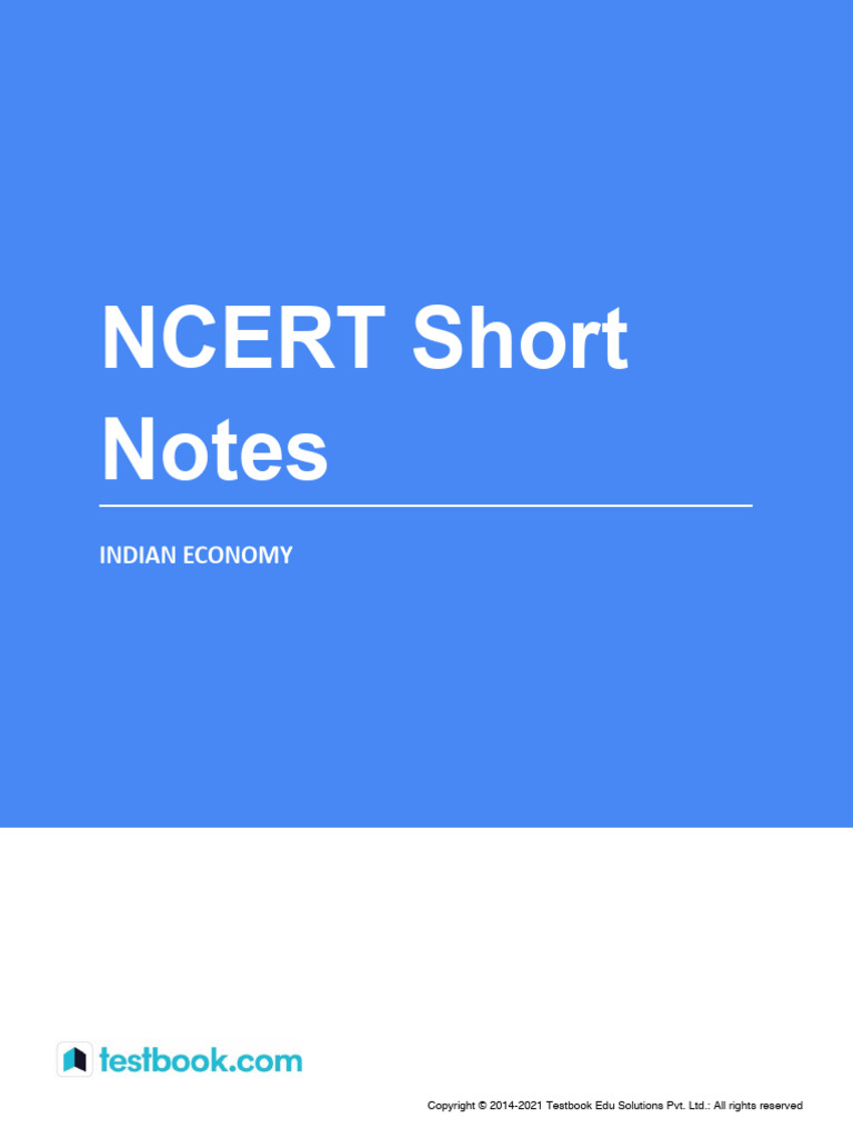 NCERT Short Notes - Indian Economy | PDF
