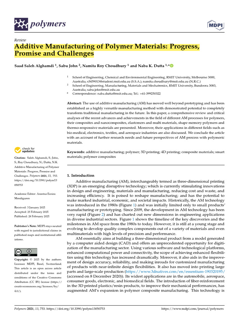 9.additive Manufacturing of Polymer Materials Progress, Promise and ...