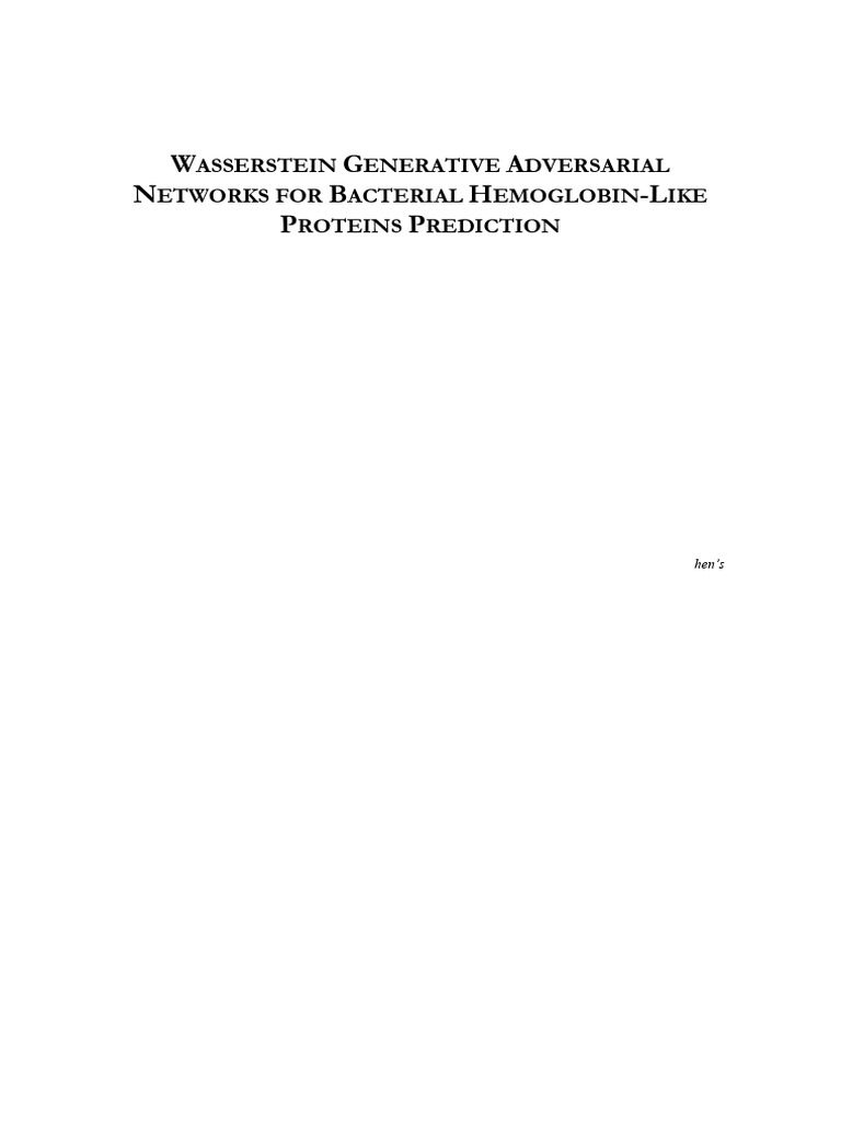 Wasserstein Generative Adversarial Networks For Bacterial Hemoglobin-Like Proteins Prediction ...