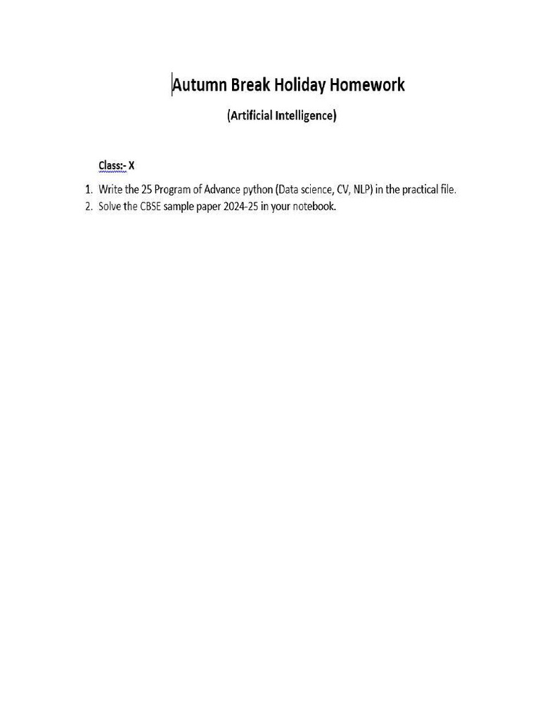 Holiday Homework of AI | PDF