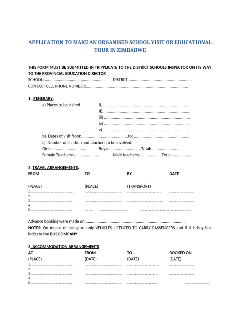 p54 Tours Form | PDF