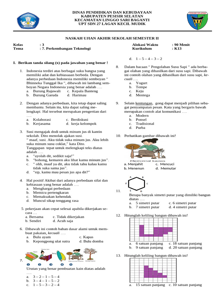 Soal Pas Kelas 3 Tema 7 | PDF