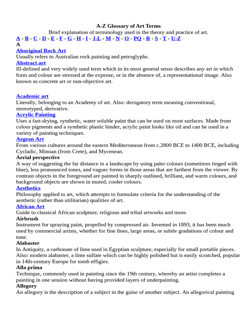 A-Z Glossary of Art Terms | PDF
