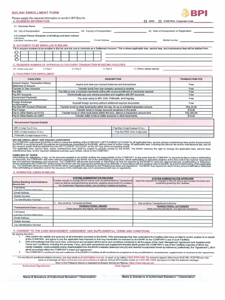 Bizlink - Online Banking | PDF