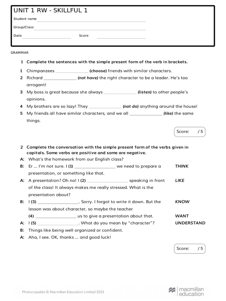 Skillful 1 - RW Unit 1 Test Generator | PDF