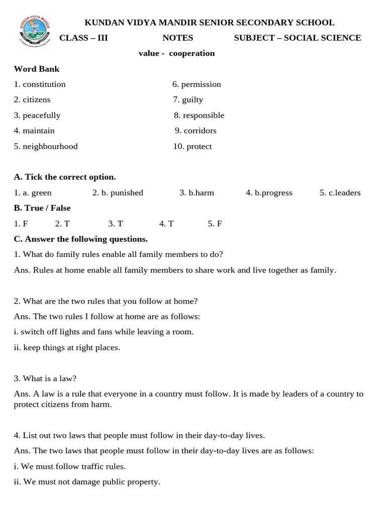 Class III CH - Why Do We Need Rules | PDF