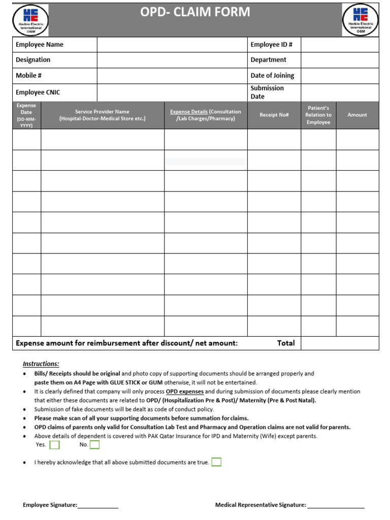 HEI-OPD Claim Form | PDF