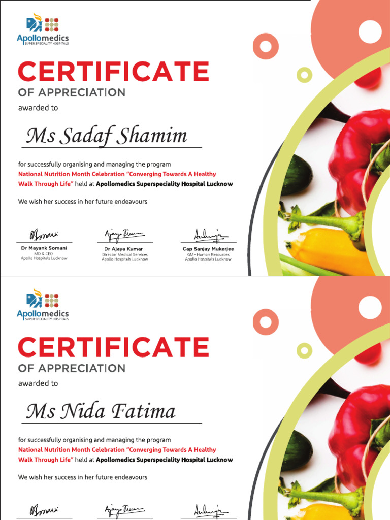 Nutrition Certificate | PDF