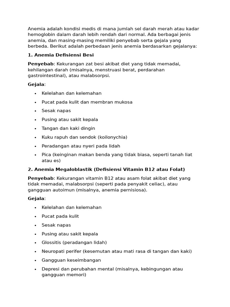 Anemia Adalah Kondisi Medis Di Mana Jumlah Sel Darah Merah Atau Kadar ...