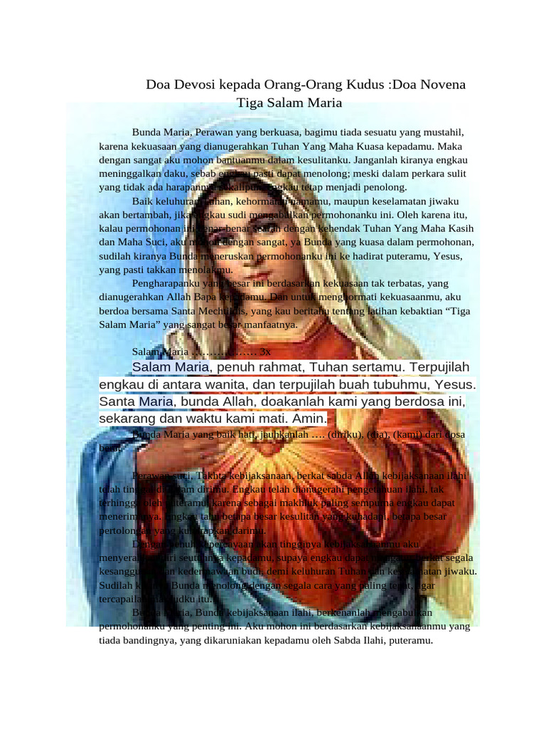 Doa Novena Tiga Salam Maria | PDF