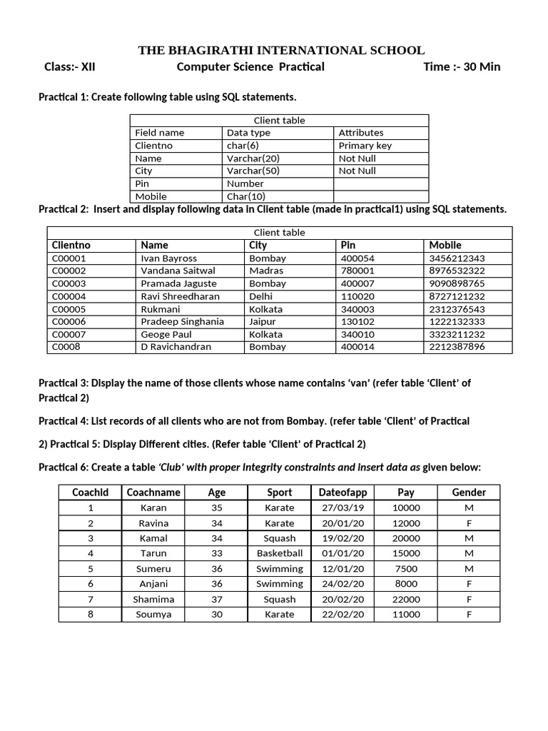 SQL Exercise 1 | PDF