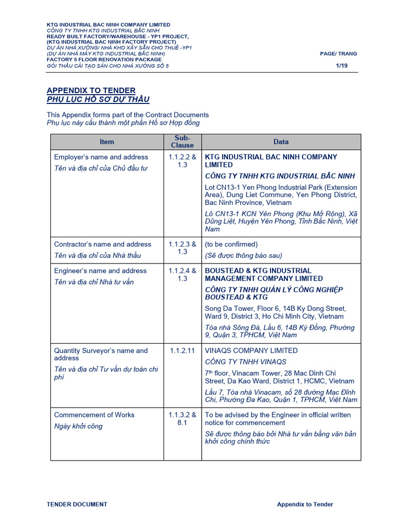 3 Appendix To Tender | PDF