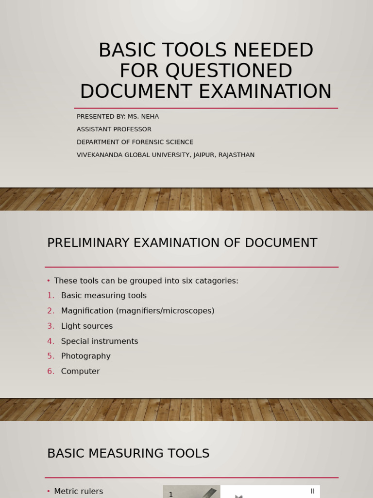 Basic Tools Needed For Questioned Document Examination | PDF