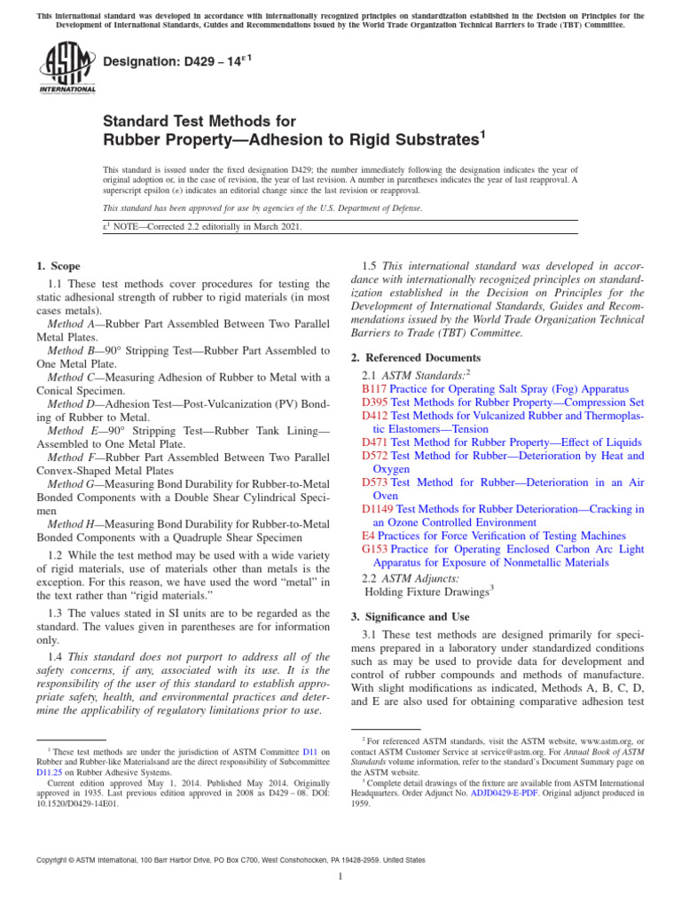 ASTM D429-14e1 Bond Strength | PDF