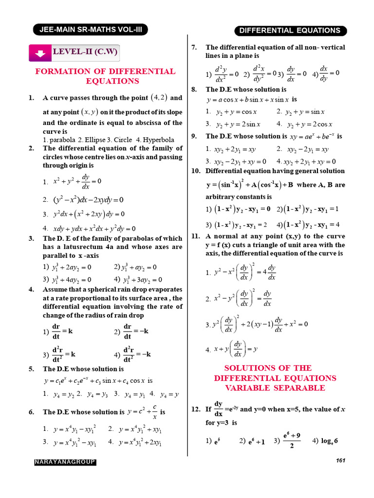 Xii - Maths - Chapter 8 - Differential Equations - (161-181) | PDF Xii - Maths - Chapter 8 - Differential Equations - (161-181) | PDF