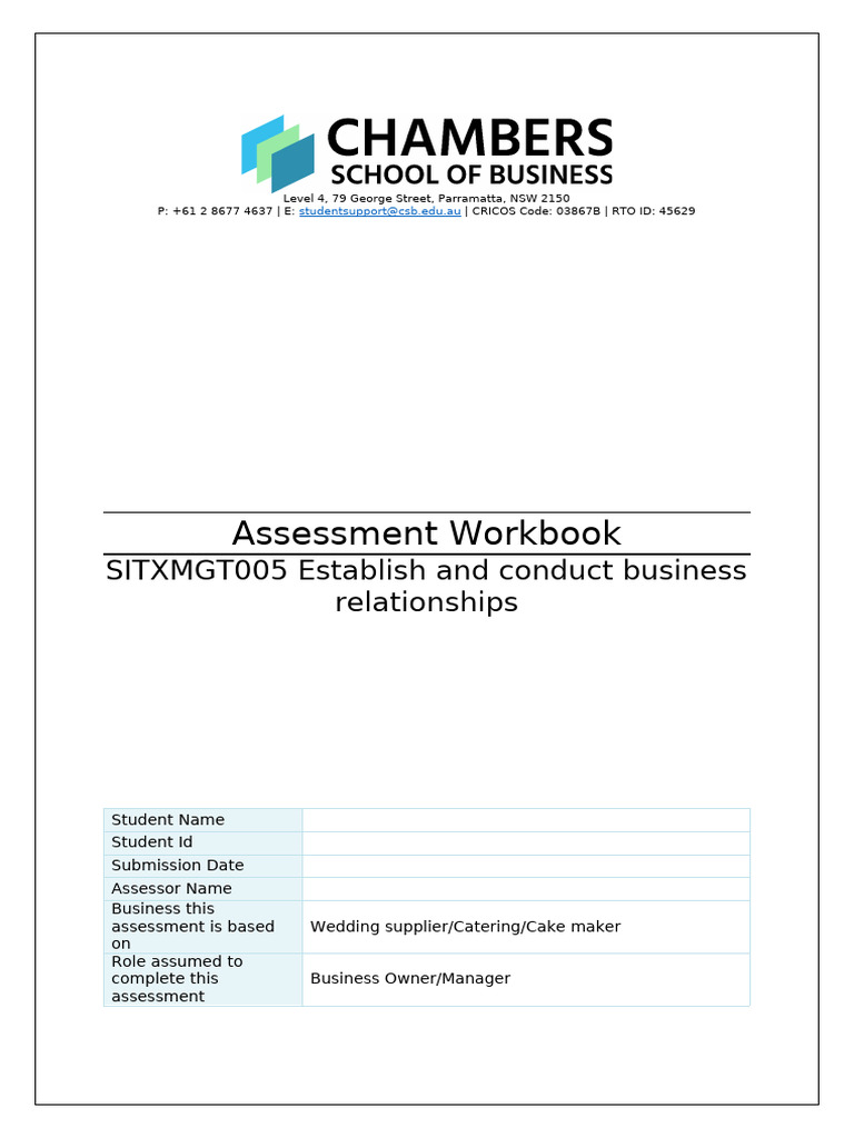 SITXMGT005 Assessment Workbook - V1.1 February 2024 | PDF
