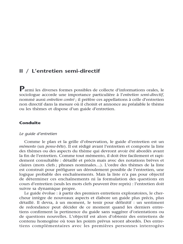 Entretien Semi Directif | PDF